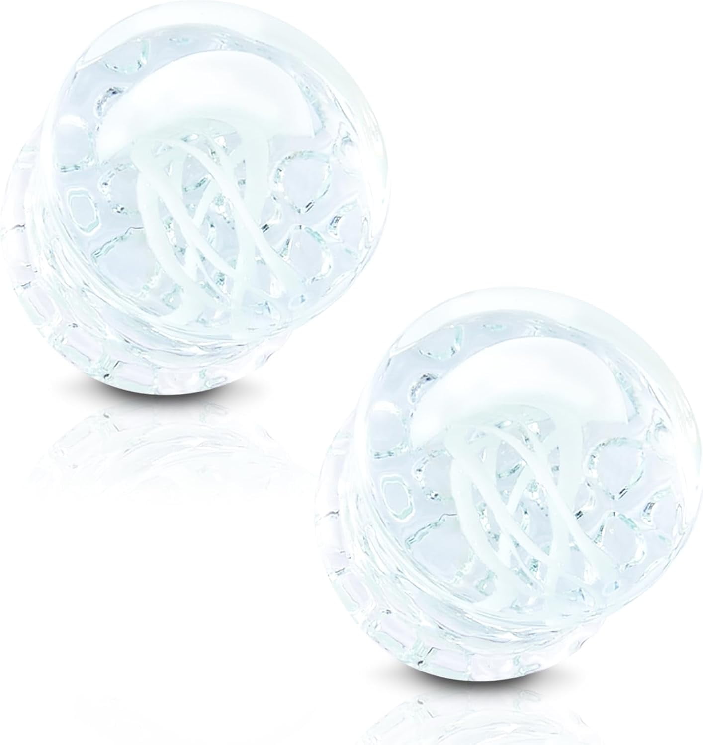 1Pair Jellyfish Ocean Ear Glass Tunnels Unique and Exquisite Ear Plugs ...