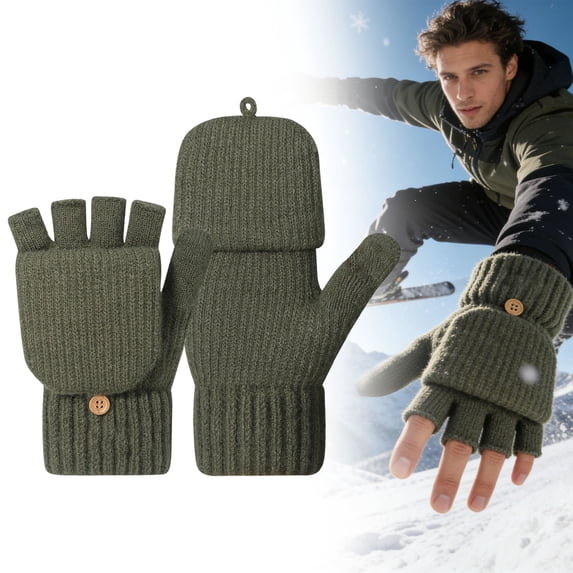 1Pair Knitted Fingerless Mittens,Winter Half Finger Knit Gloves,Winter ...