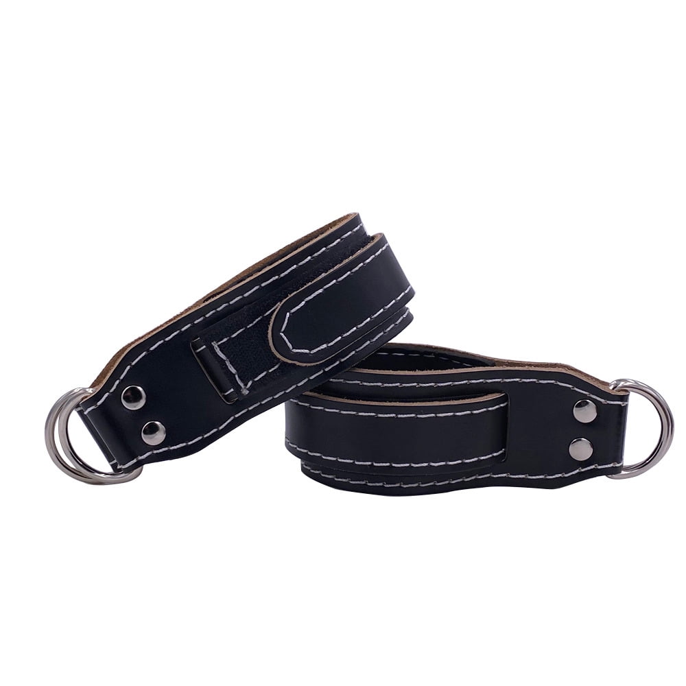 1Pair Leather Cable Machine Ankle Cuffs Padded D-Ring Ankle Straps for ...