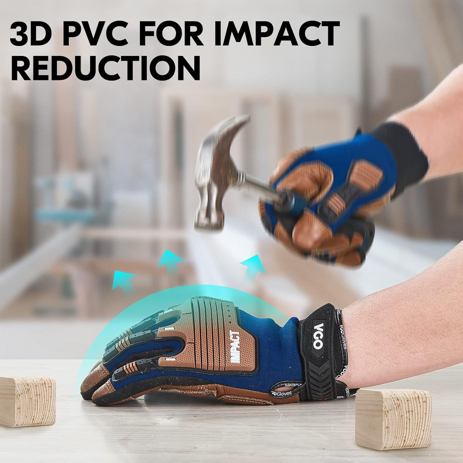 …1Pair Leather Heavy Duty Work Gloves,Mechanics Gloves,Impact Resistant ...