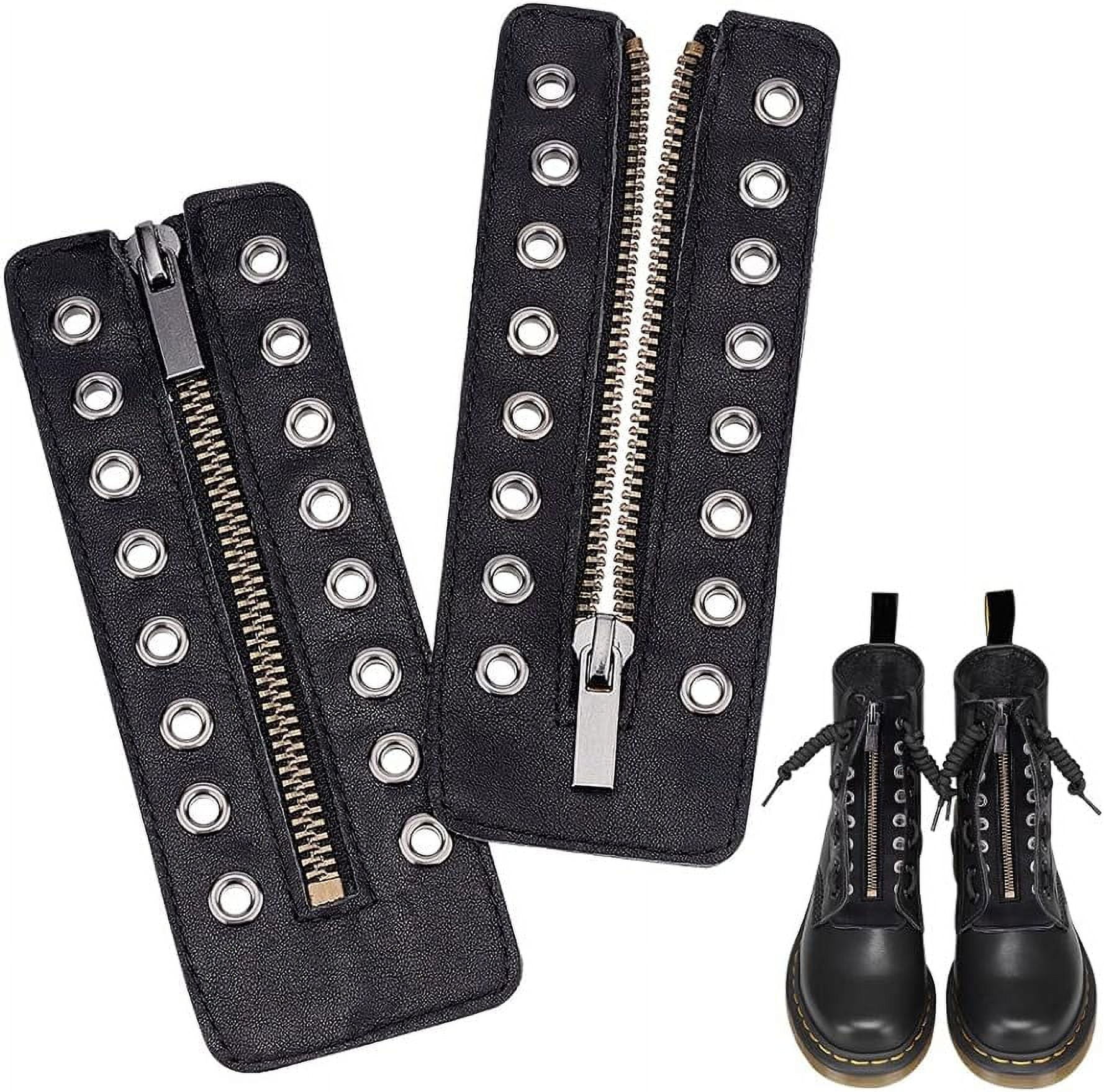 1Pair Leather Lace-in Boot Zipper Inserts 6.5inchx2.4inch 8 Eyelet ...