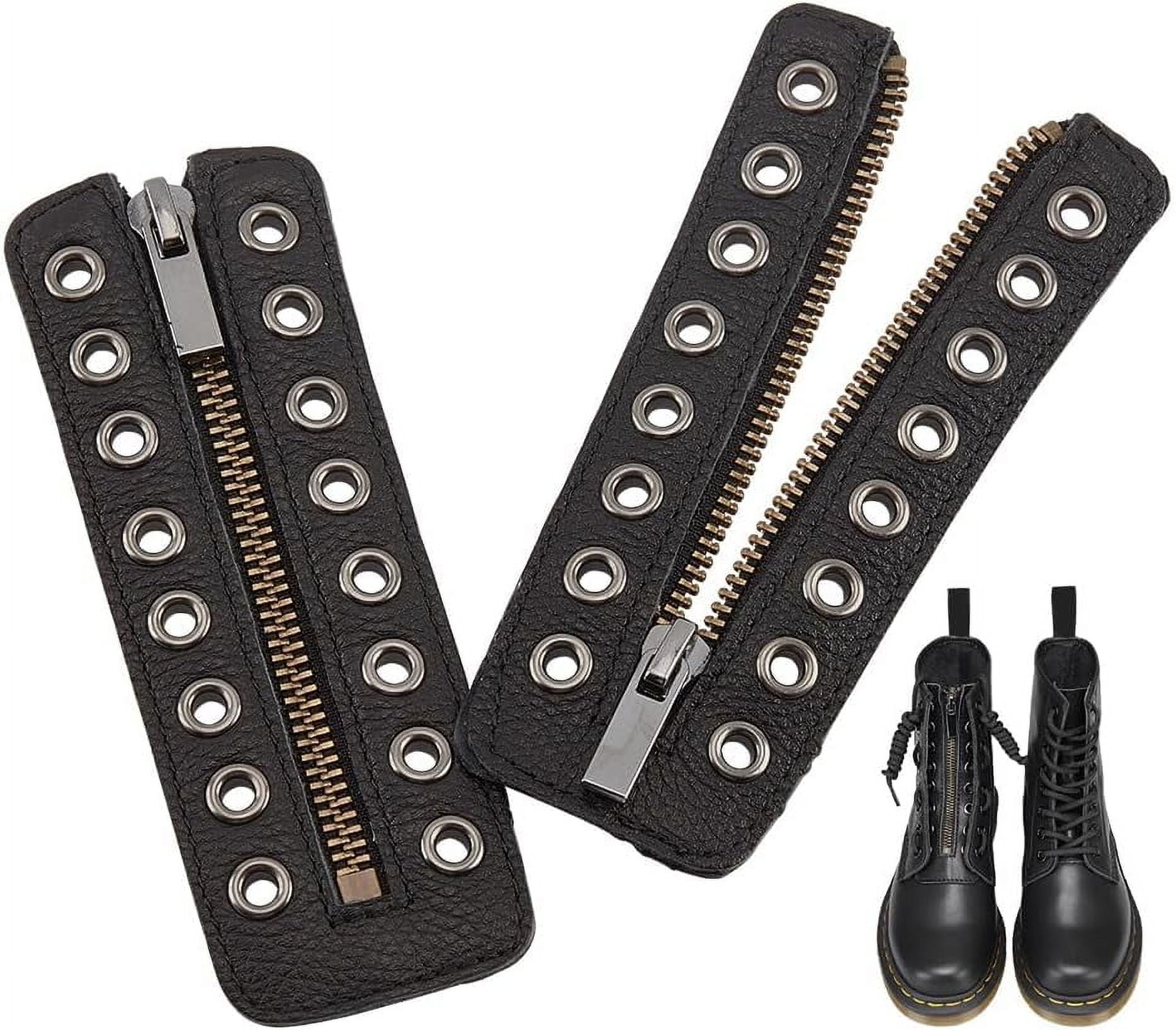 1Pair Leather Lace-in Boot Zipper Inserts, 8 Eyelet Zipper No Tie ...