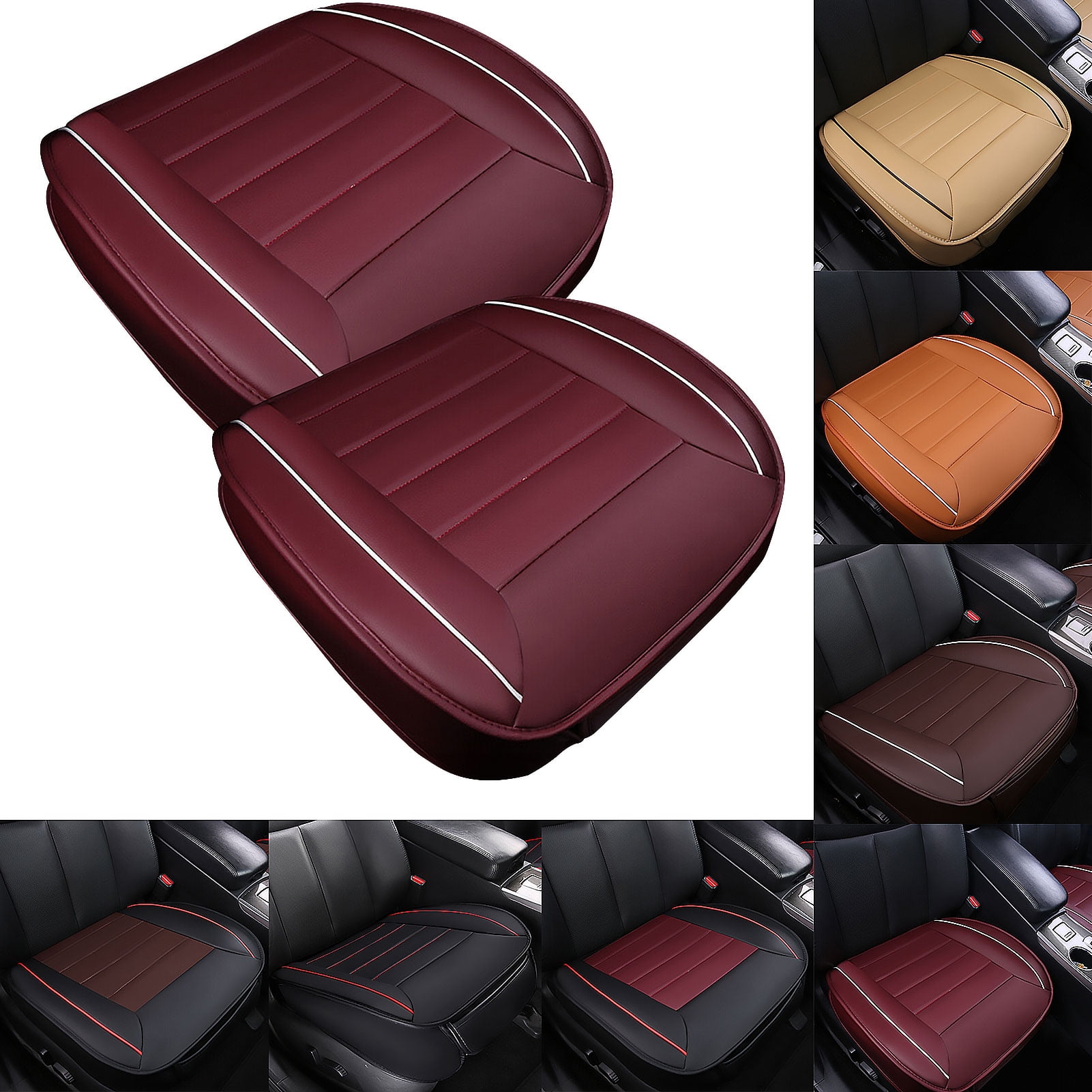 1Pair PU Leather Front Car Seat Cover Anti-Slip Wrap Around Chair ...