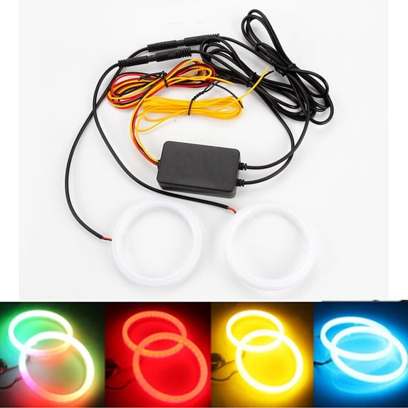 1Pair RGB 80MM LED Light Guide Angel Eyes Halo Rings for Car Headlight ...