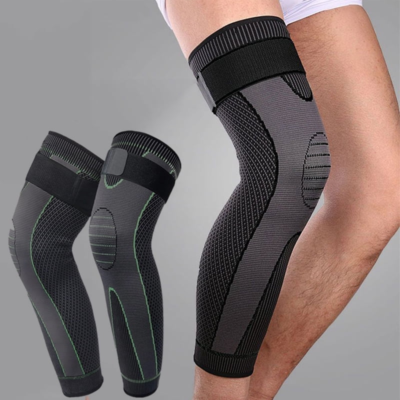 1Pair Sport Full Leg Compression Sleeves Knee Braces Support Protector ...