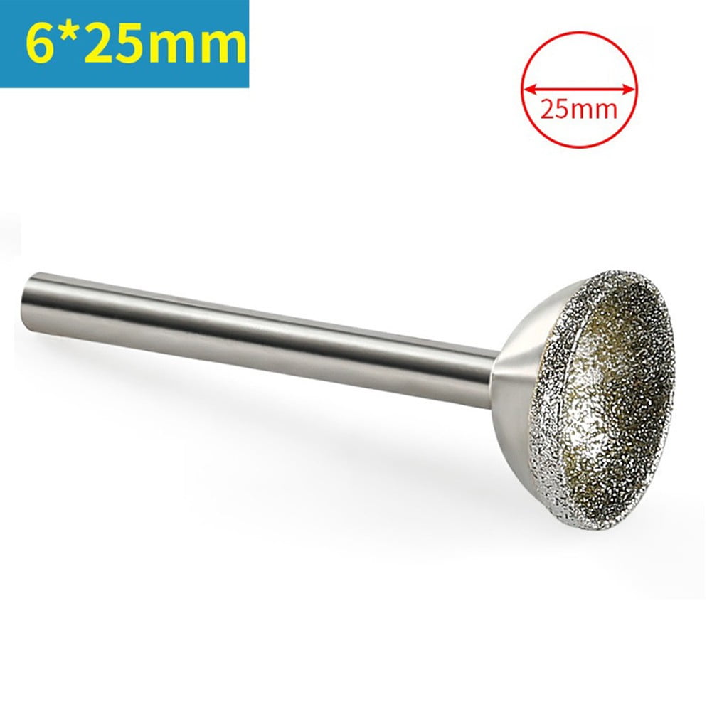 1Pc 10-25MM Diamond Grinding Head Mounted Points 6MM Shank Spherical ...