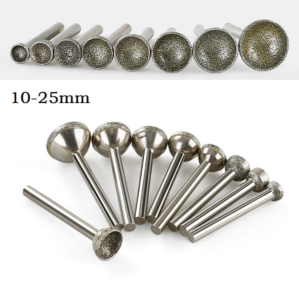 1Pc 10-25Mm Diamond Grinding Head Mounted Points 6Mm Shank Spherical ...