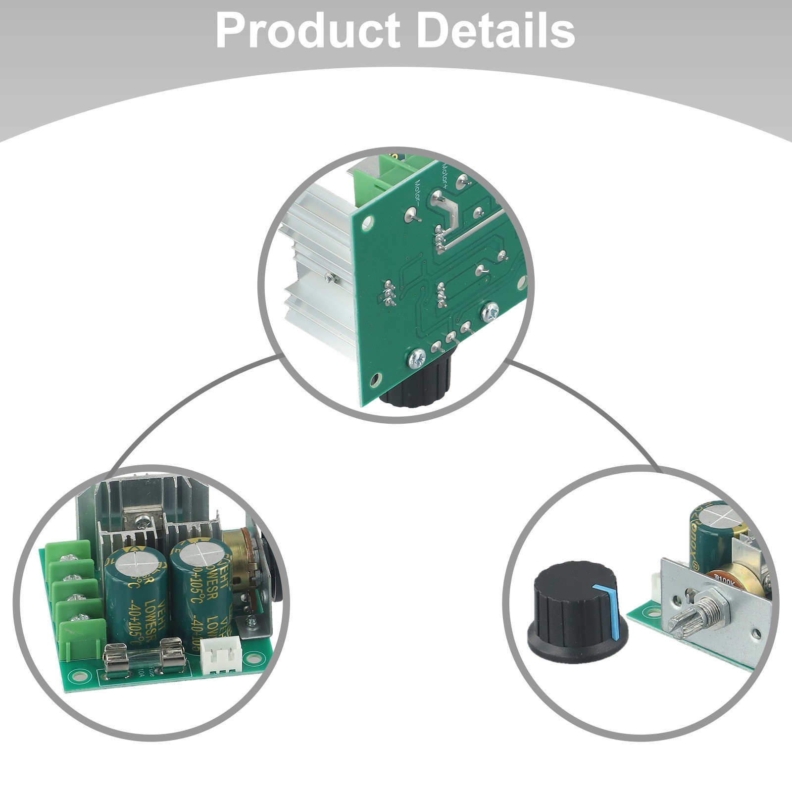 1Pc 12V-40V Dc Motor Speed Regulator 10A Speed Control Switch Voltage Regulator With Built-In ...