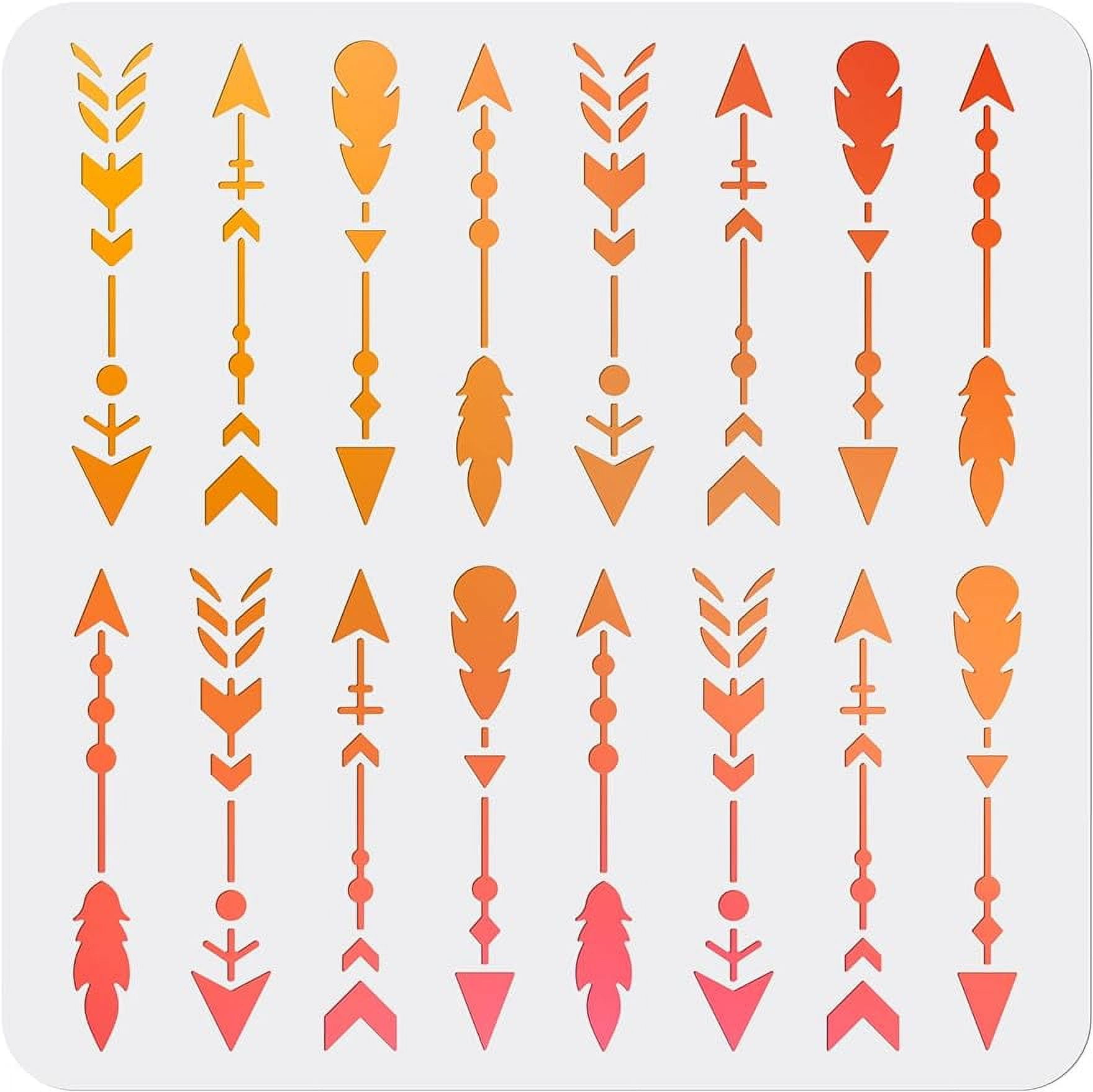 1Pc 16 Arrows Stencil Feather Arrow Stencil Directional Arrow Sign Reusable DIY Arrows Template ...