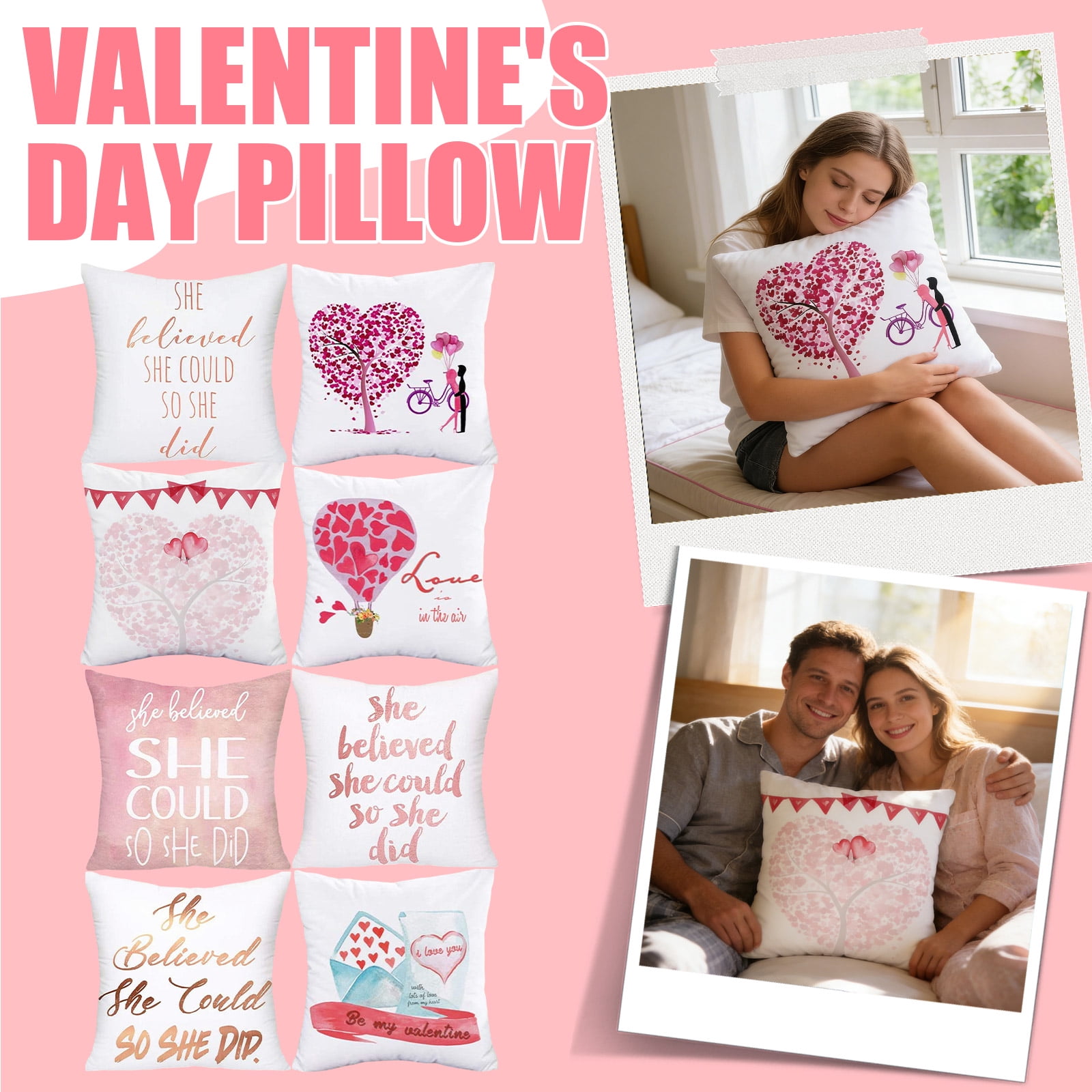 1Pc 17.7"×17.7" Love Heart Printed Decorative Pillowcase, Pillow Cover ...