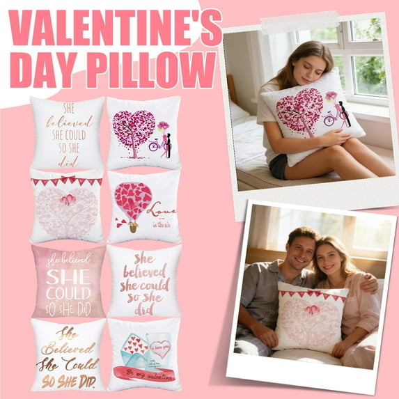 1Pc 17.7"×17.7" Love Heart Printed Decorative Pillowcase, Pillow Cover ...