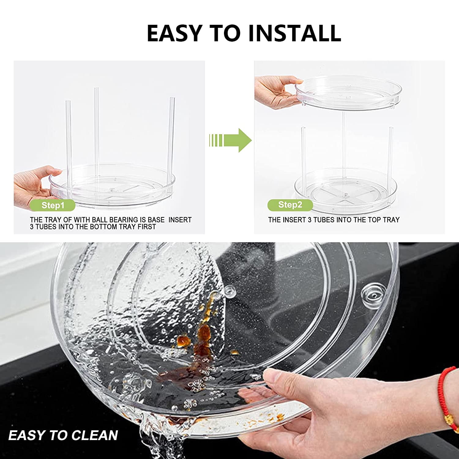 1Pc 2-Tier Large Lazy Susan Rotating Turntable Organizer, for Kitchen ...