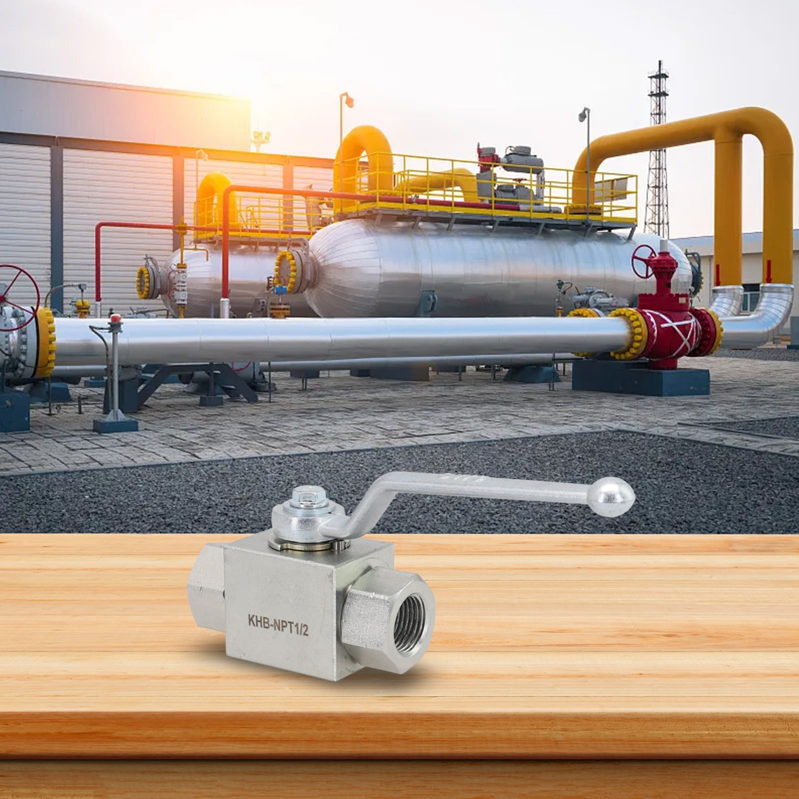 1Pc 2 Way 500 Bar Carbon Steel High Pressure Hydraulic Ball Valve Gas Oil Water Npt 1-2 ...