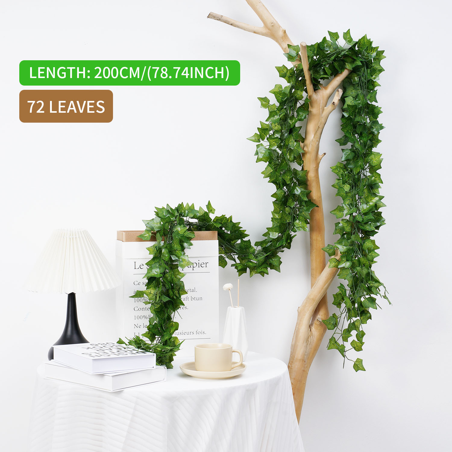 1Pc 200Cm Green Vine Silk Artificial Ivy Hanging Leaf Garland Plant ...