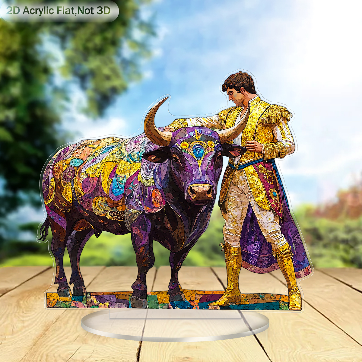 1Pc 2D Flat Acrylic, gorgeous costumes matador and colorful bull ...