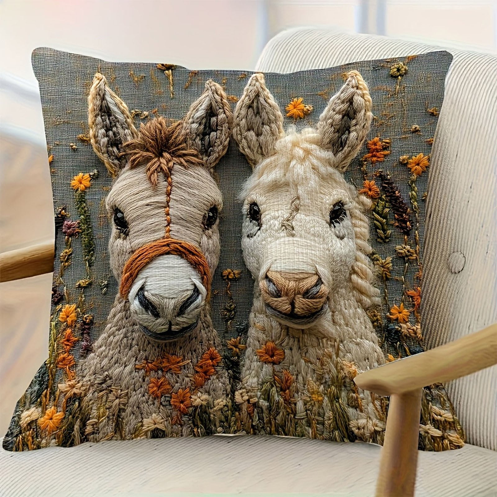 1Pc 2D Funny Donkey Decorative Throw Pillow Covers 45*45Cm,Square ...