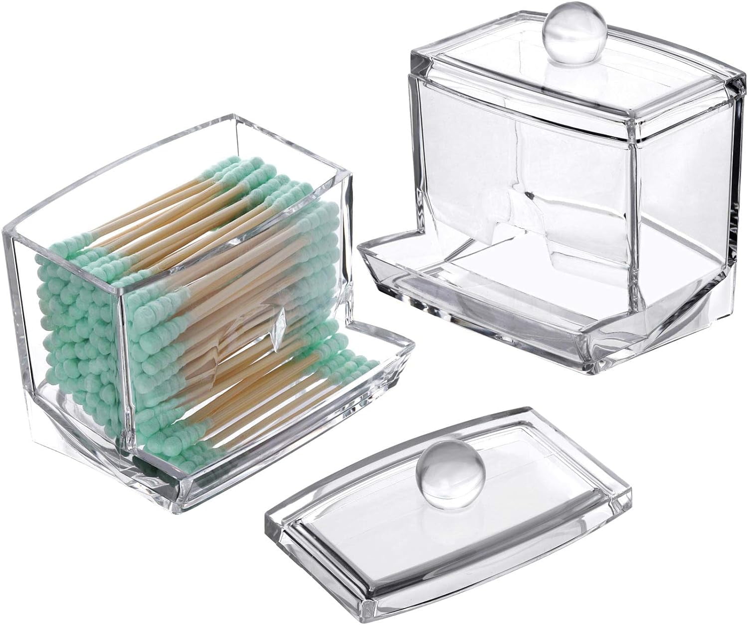 1Pc/2Pcs 7OZ Cotton Swab Pads Holder, Q-tip Cotton Buds Ball Dispenser ...