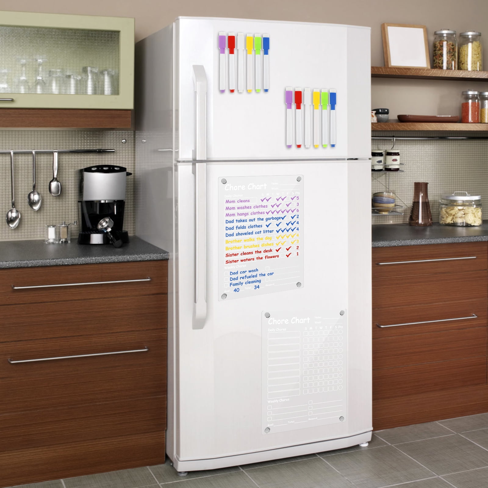 1Pc/2Pcs Magnetic Chore Chart for Kids Transparent Acrylic Fridge ...