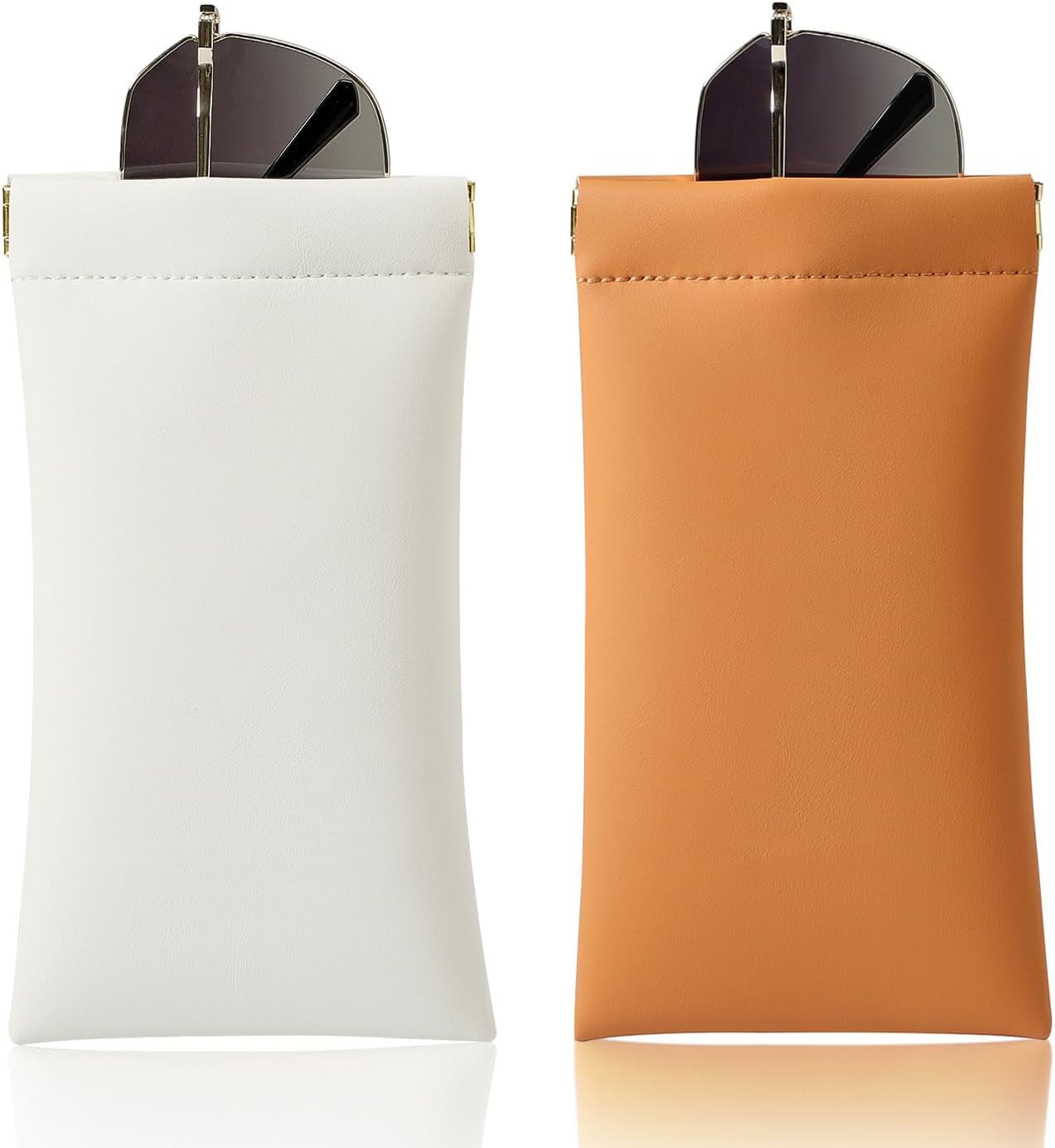 1Pc/2Pcs Squeeze Top Sunglass Case, Soft Leather Eyeglass Glass Case ...