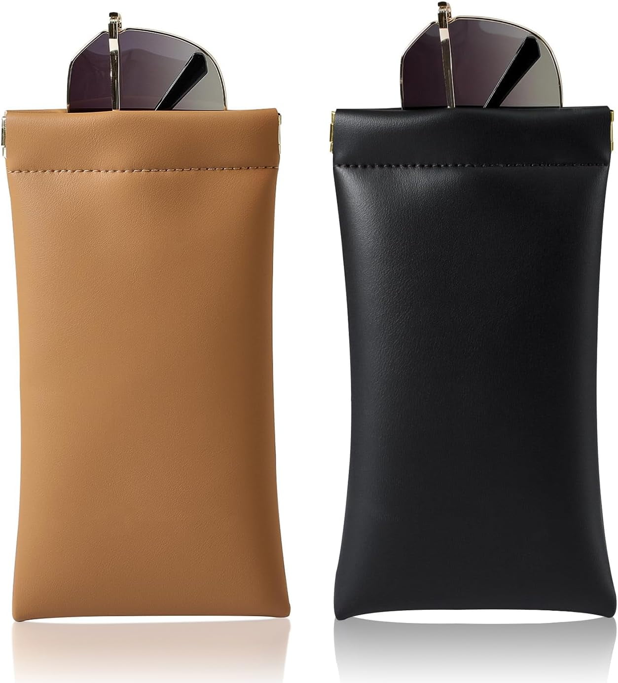 1Pc/2Pcs Squeeze Top Sunglass Case, Soft Leather Eyeglass Glass Case ...