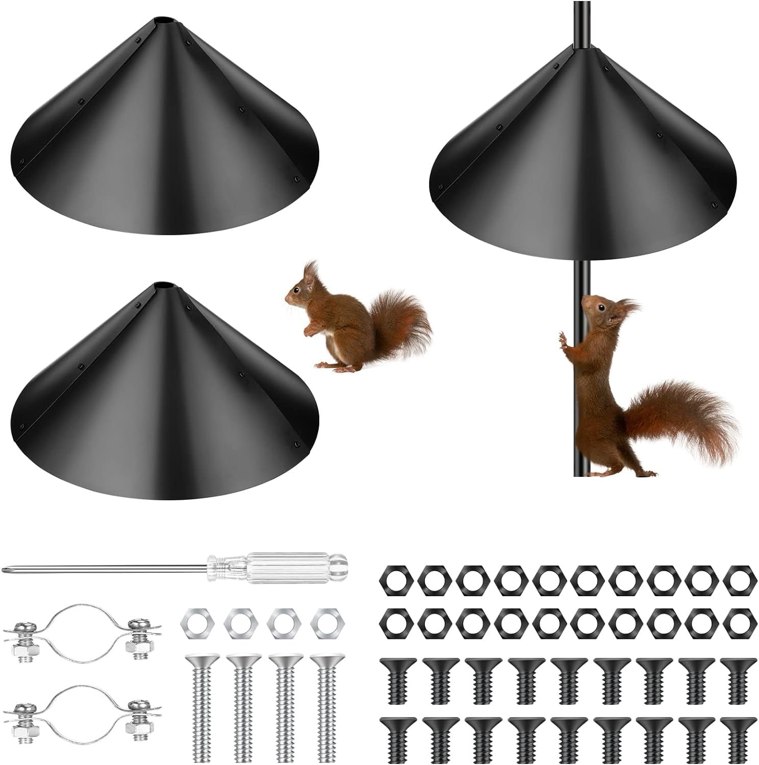 1Pc/2Pcs Squirrel Baffle Black Squirrel Plastic Wide Wrap Around Guard ...