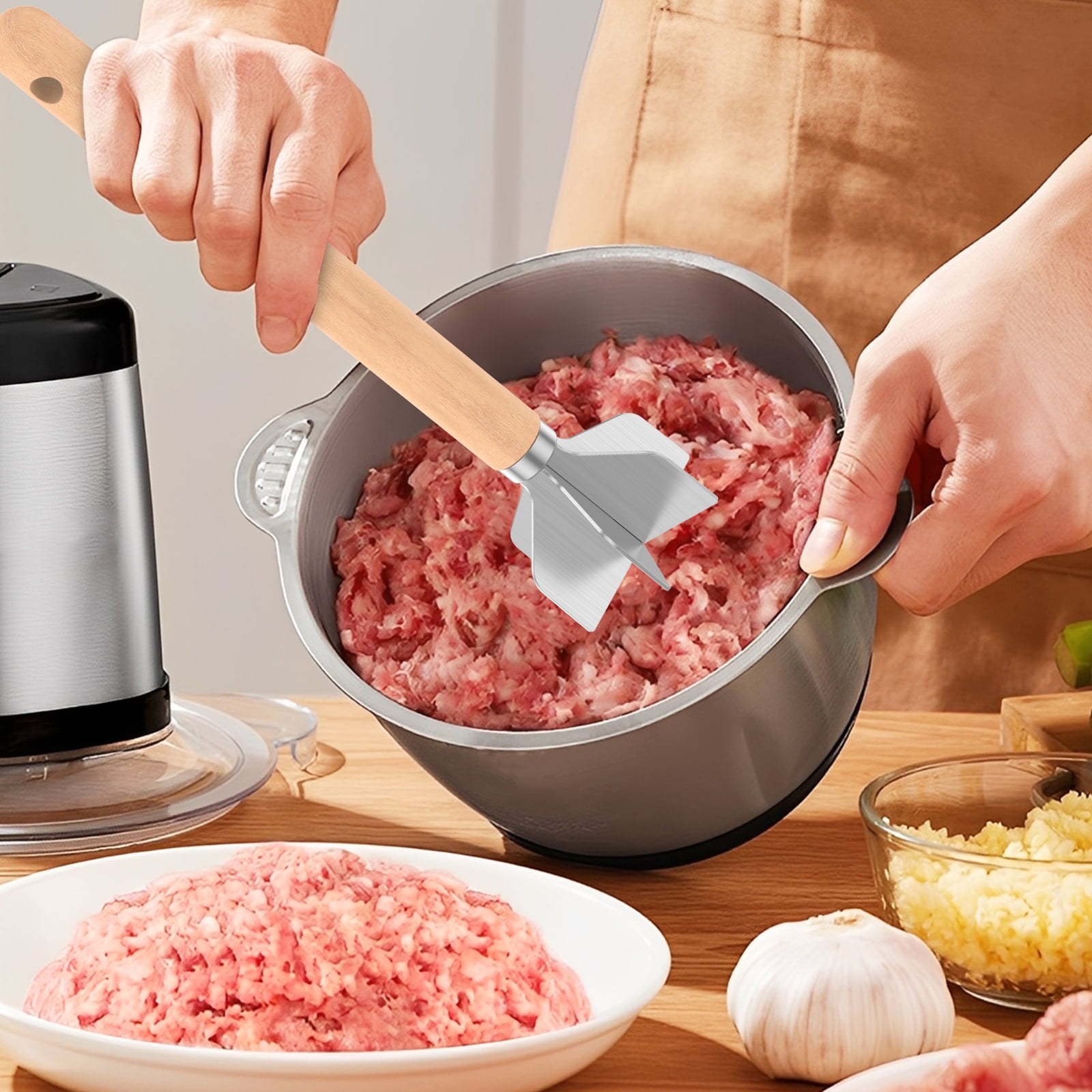 1Pc/2Pcs Stainless Steel Meat Masher 11 Inch Meat Chopper with Handle ...