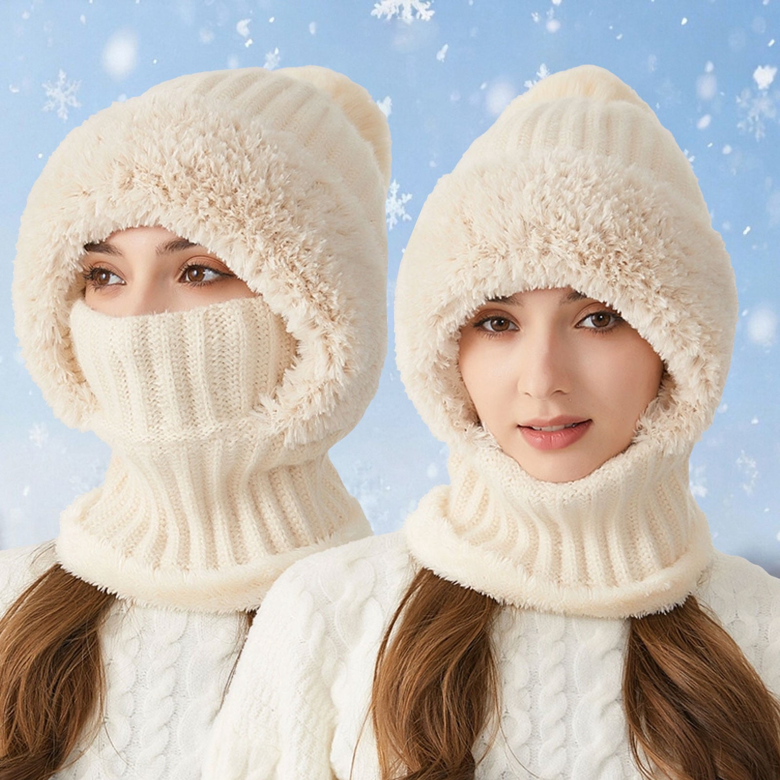 1Pc 3 in 1 Beanie Hat for Women - 3 in 1 Beanie Hat with Scarf and Mask ...