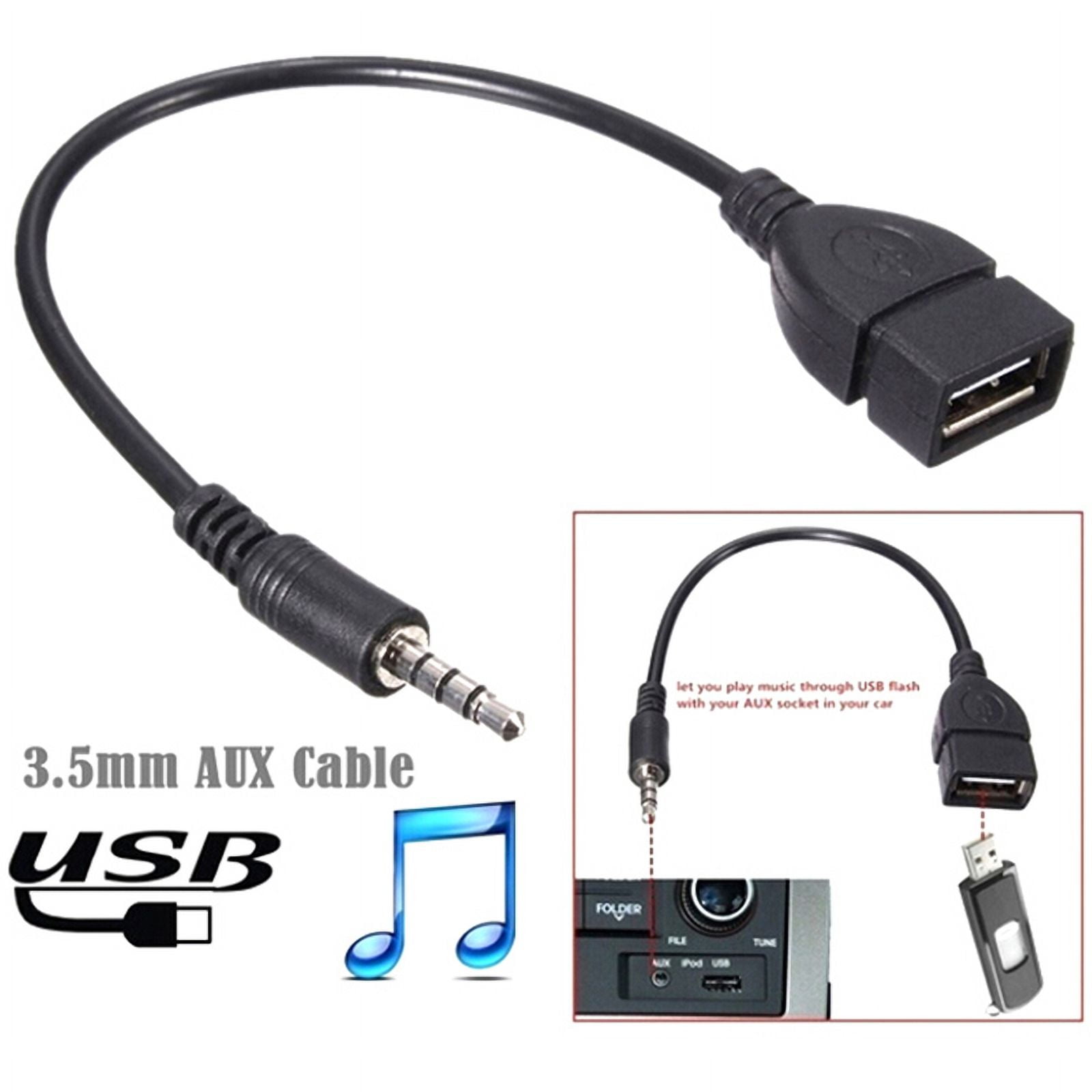 1Pc 3.5mm male audio AUX jack to USB 2.0 type a female converter adapter cable - Walmart.com