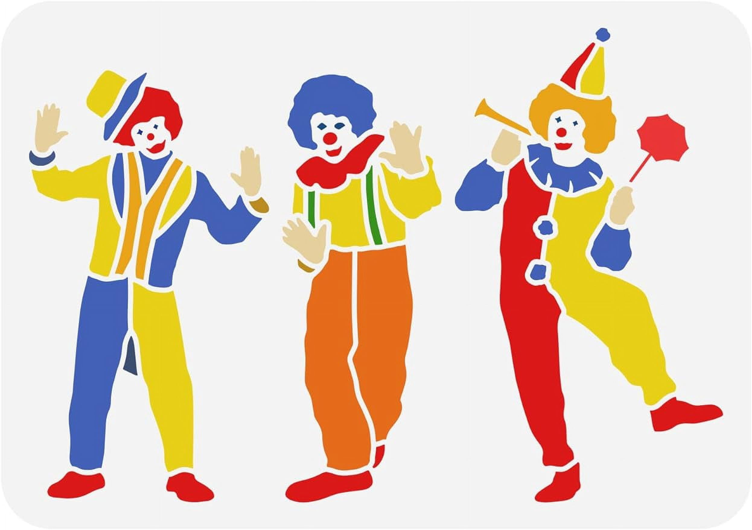 1Pc 3 Clown Painting Stencil Drawing Template for Wall Tiles Fabric ...