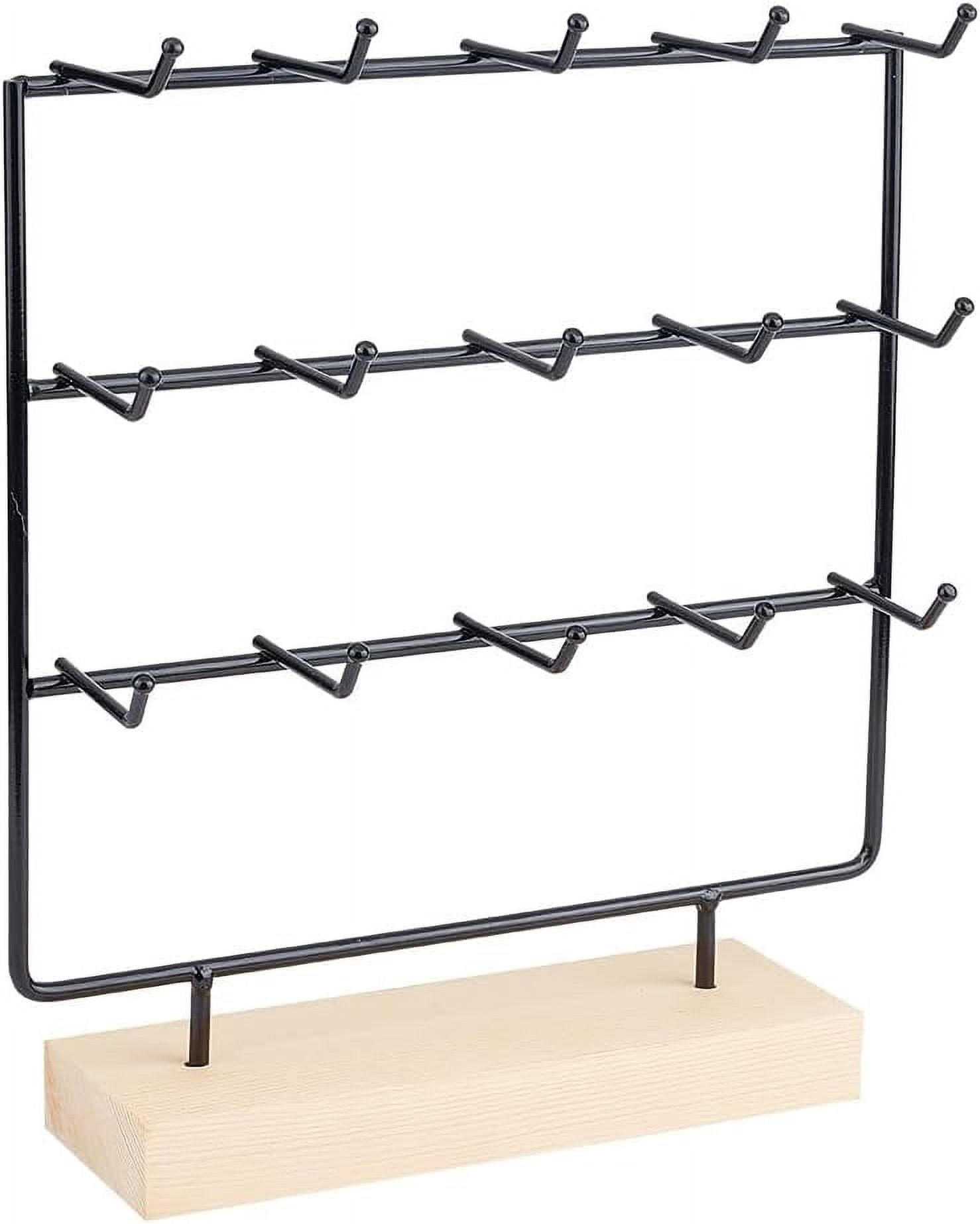 1Pc 3-Tier 15-Hook Earring Display Holder Wooden Basement Earring Card ...