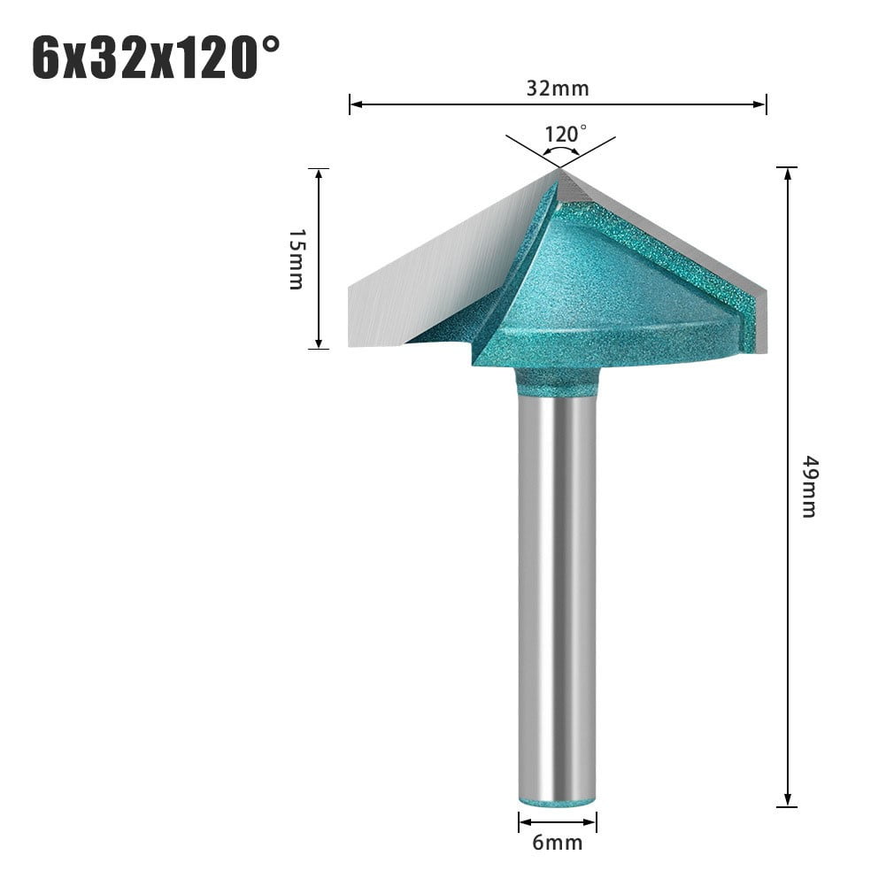 1Pc 3D V Type Slotting Cutter Bit Router Bit 90 120 135 150 Degree ...