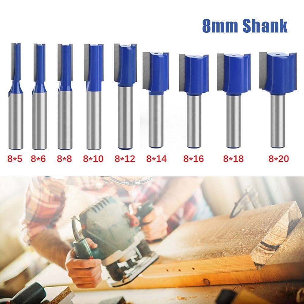 1Pc 5-20Mm Router Bit 8Mm Shank Straight Router Bit Double Flute Wood ...