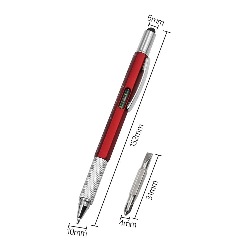 1Pc 6 In 1 Multi-Function Tool Pen Level Scale Touch Screen Metal ...