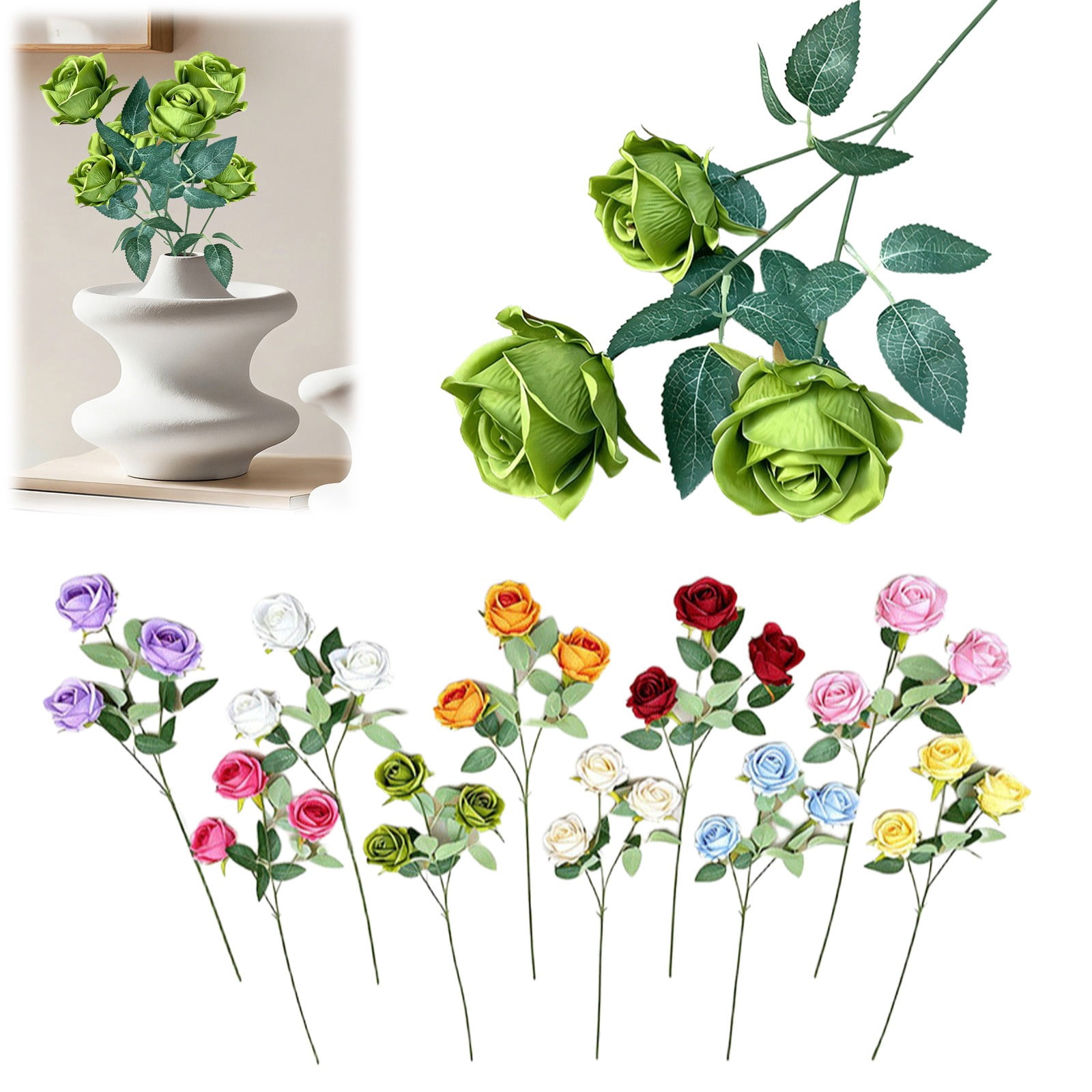 1Pc 66cm 7 Heads Full Bloom Artificial Rose Flower Elegant Faux Floral ...
