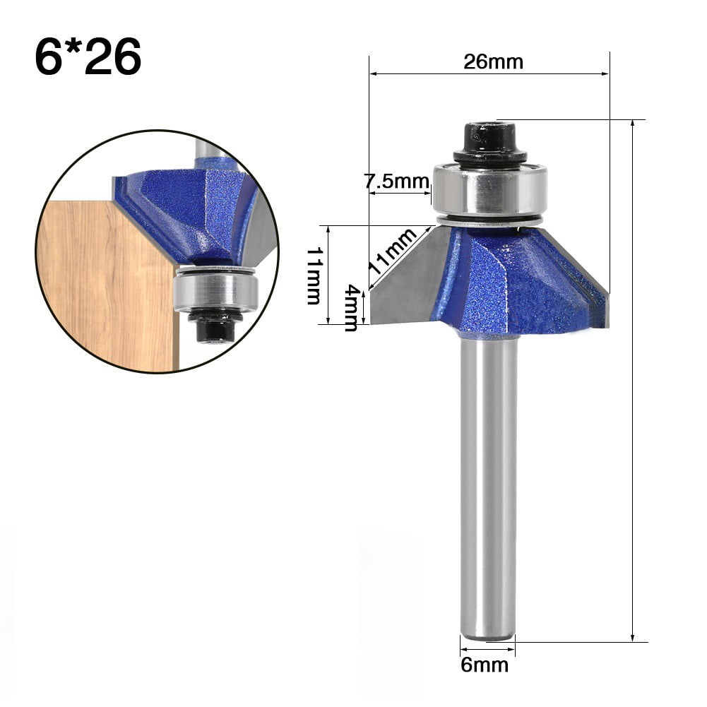 1Pc 6Mm Shank 45 Degree Chamfer Router Bit Edge Forming Bevel Milling ...