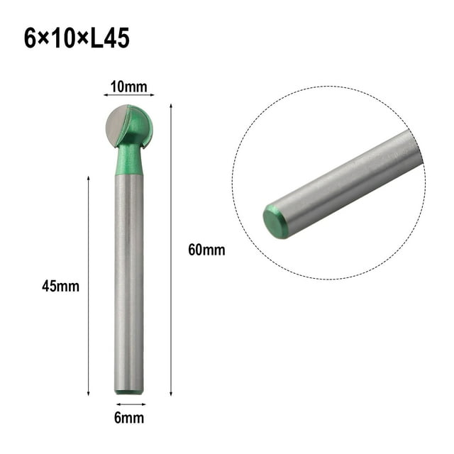 1pc 6mm Shank Ball Nose Round Carving Bit Cove Cnc Milling Bit