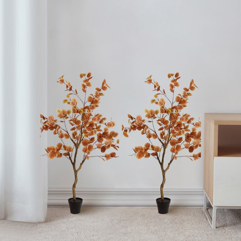 1Pc 90/120cm Artificial Fall Eucalyptus Tree, Faux Autumn Ficus Fall ...