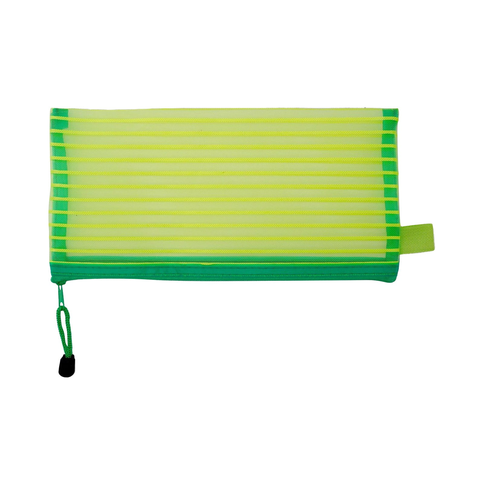 1Pc 9x5 Inch Green Striped Mesh Pencil Pouch, Clear Zipper Case ...