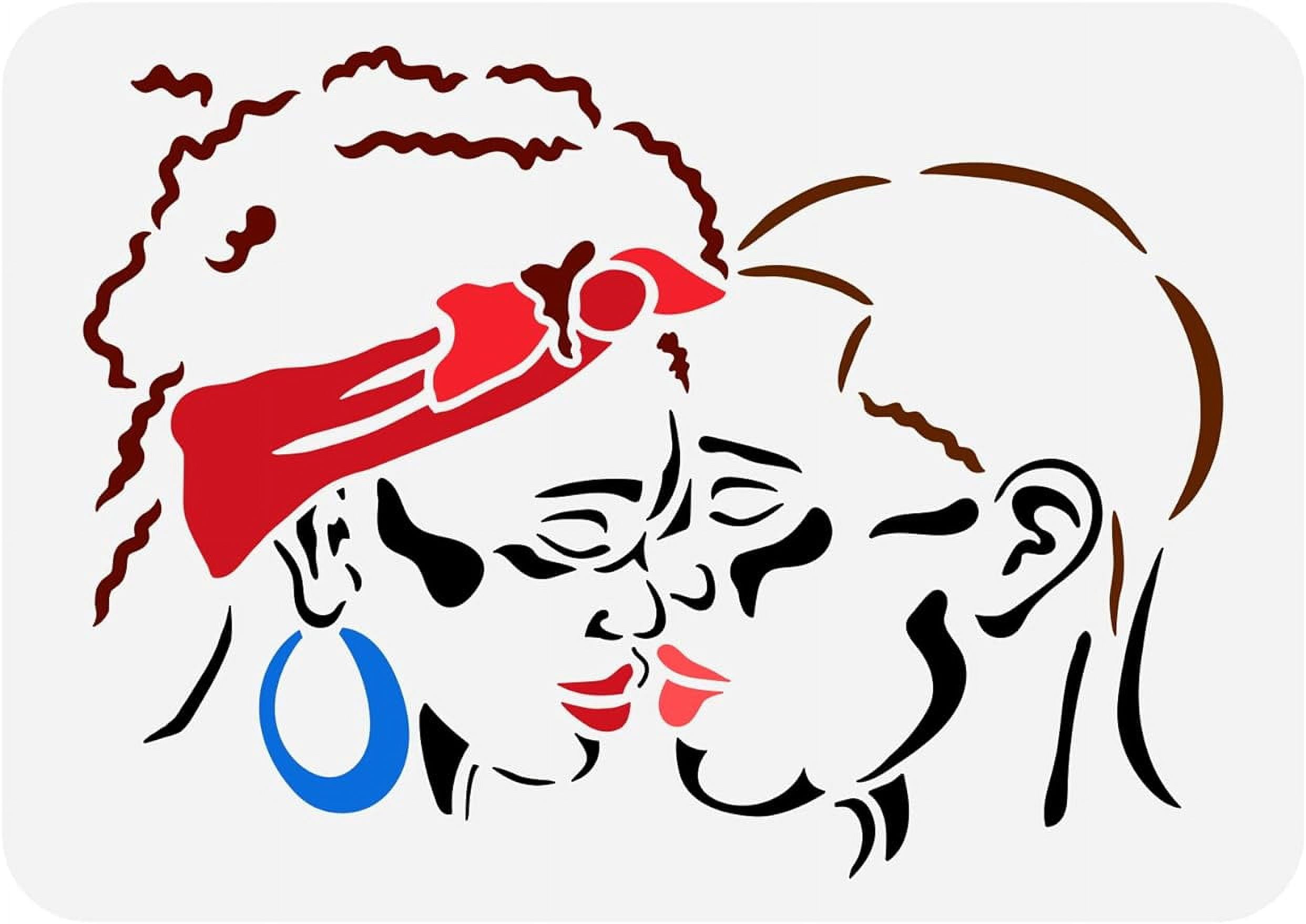 1Pc African Lover Painting Stencil Resuable Couple Head Drawing Stencil ...
