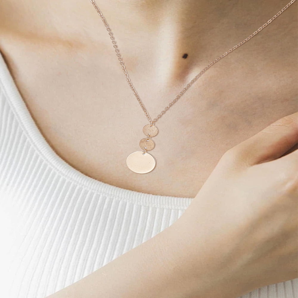 1Pc Alloy 3 Disc Pendant Necklaces for Women Men Golden 28.15 inch(71 ...