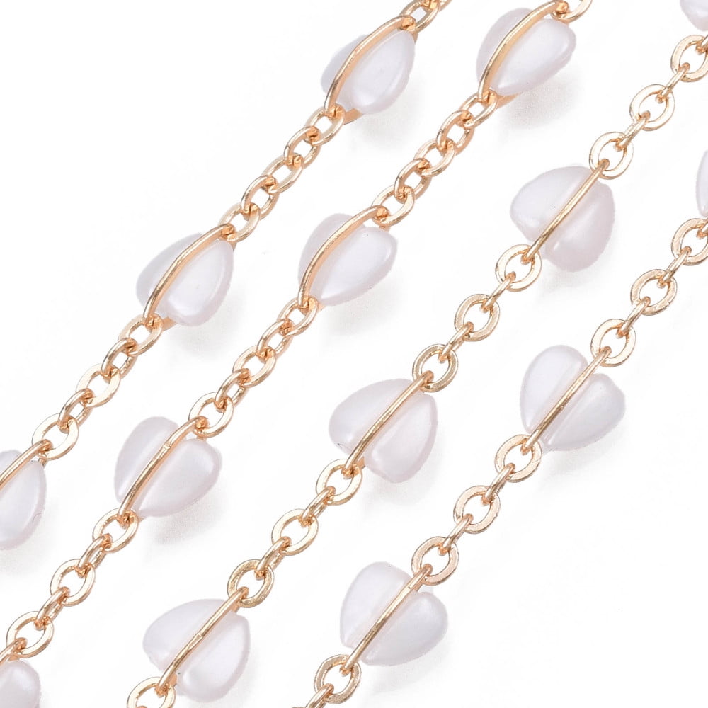 1Pc Alloy Chains Unwelded Light Gold Plated with Ivory Acrylic 9x6 ...