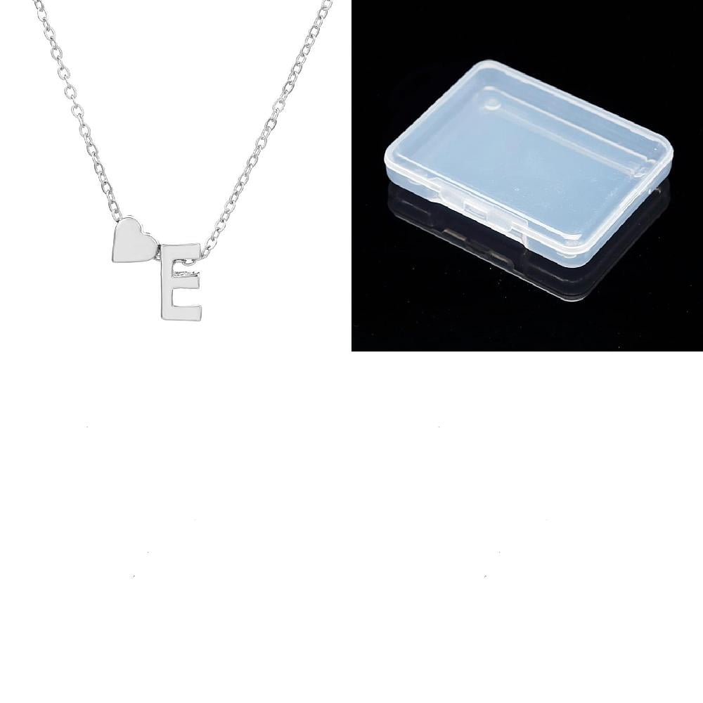 1Pc Alloy Heart Letter Pendant Cable Chain Necklaces for Women Letter E ...