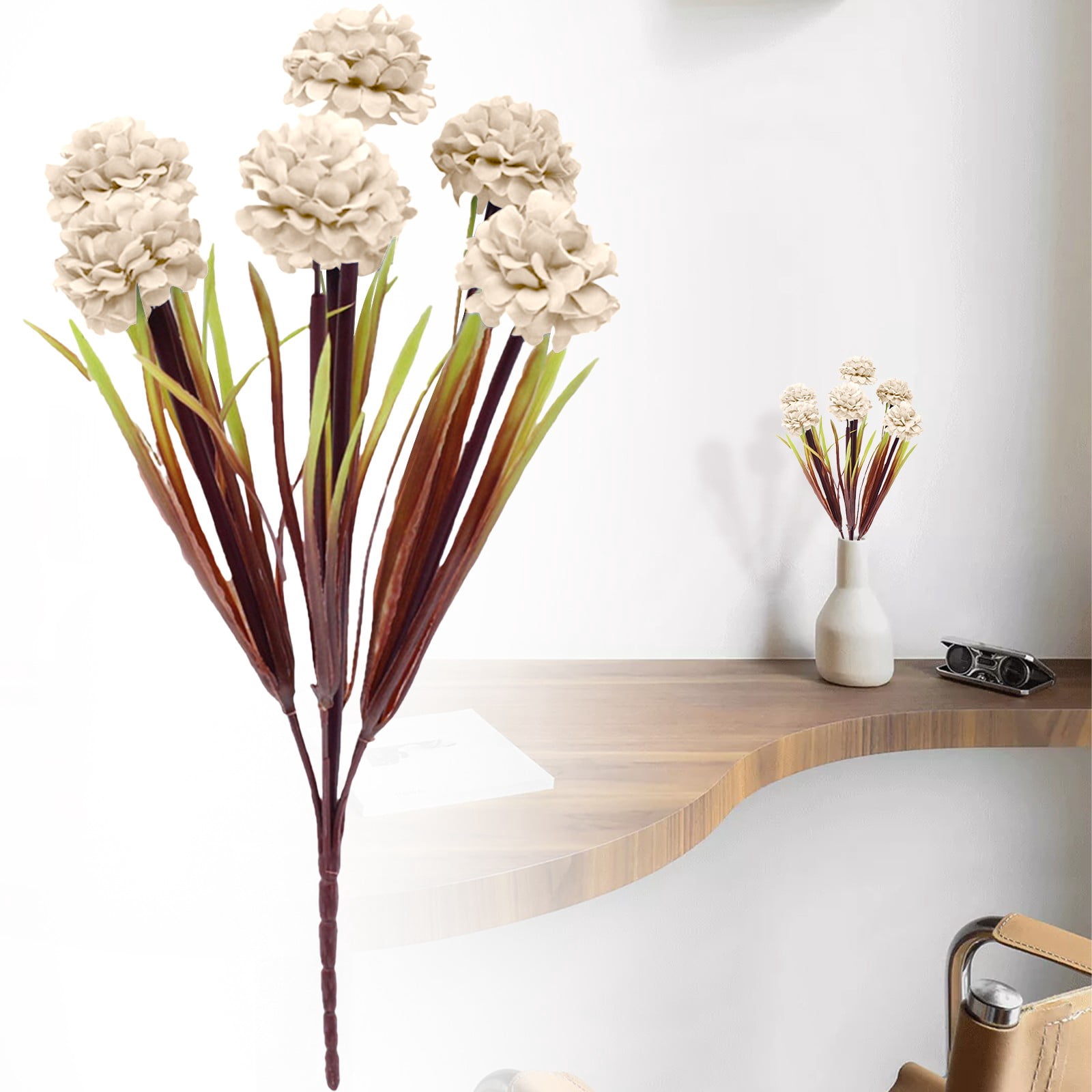 1Pc Artificial Fall Mums Flowers Silk Small Chrysanthemum Ball Outdoor ...