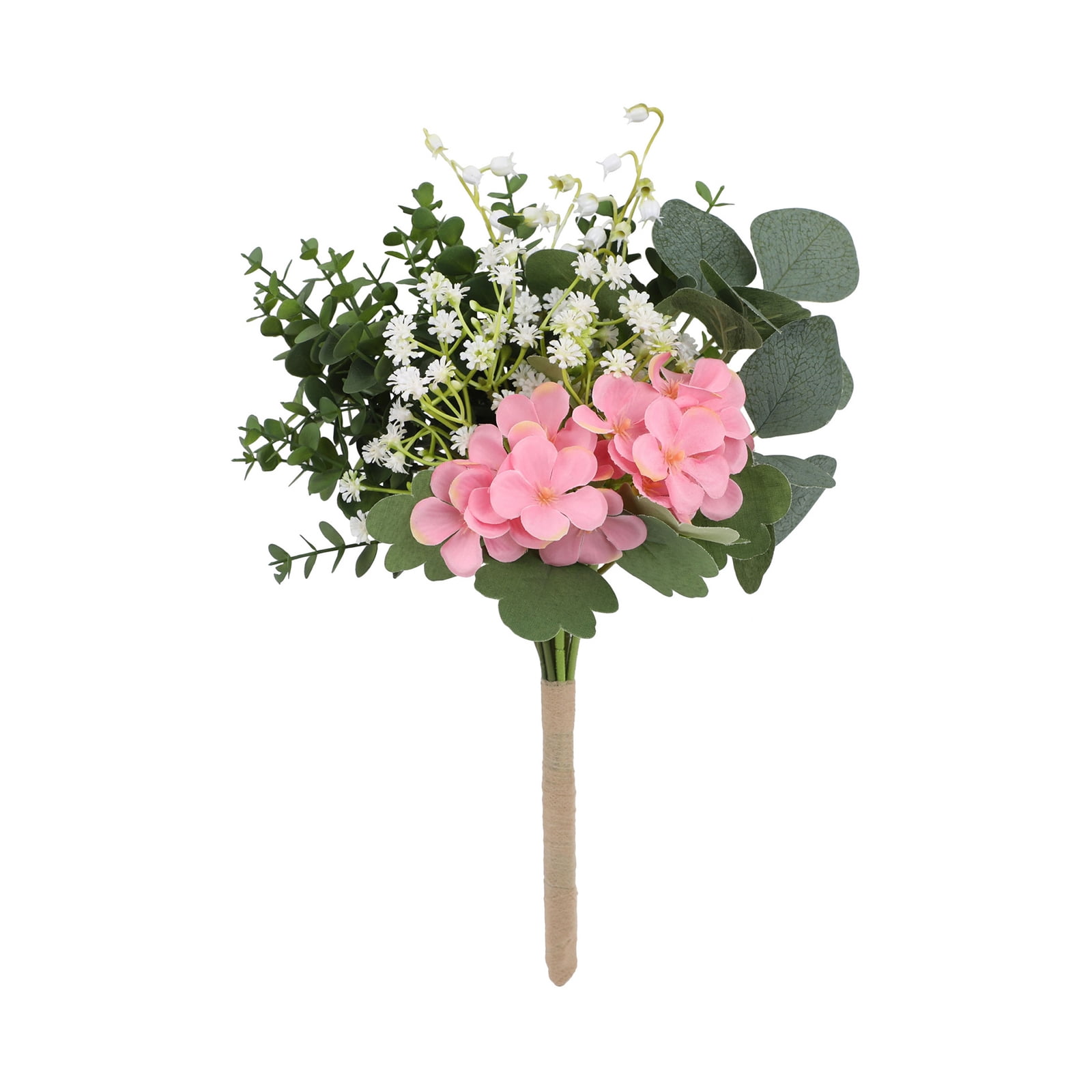1Pc Artificial Flower Bouquet - Pink Faux Silver Dollar Eucalyptus ...
