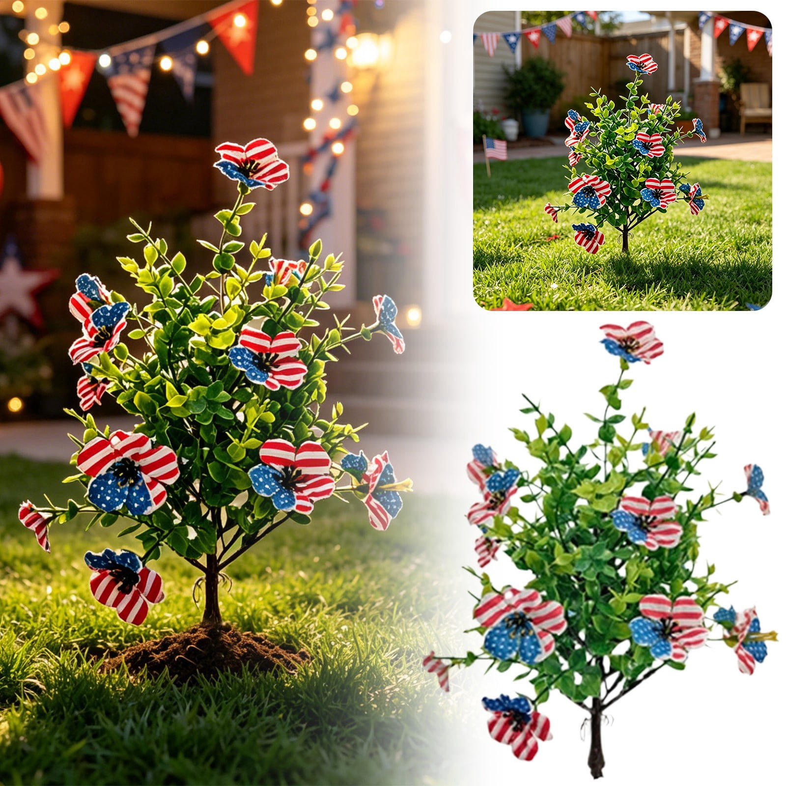 1Pc Artificial Flower Stake 4Th Of July Ground Plug Plastic For Garden ...