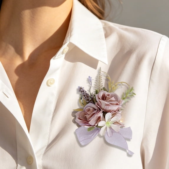 1Pc Artificial Rose Corsage & Boutonniere, Realistic Lifelike Faux ...