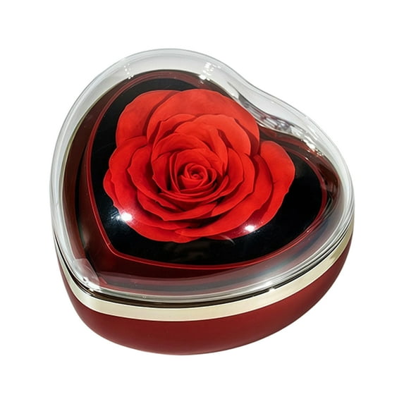 1Pc Automatic Flip Heart - Shaped Rose Gift Box, Red Jewelry Box For ...
