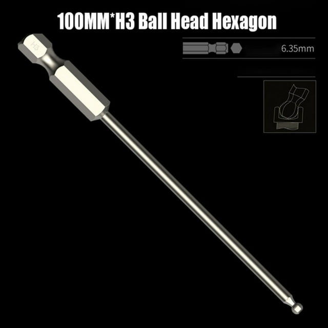 1Pc Ball End Hex Screwdriver Bit Metric 6.35mm Hex Shank 100mm Magnetic ...
