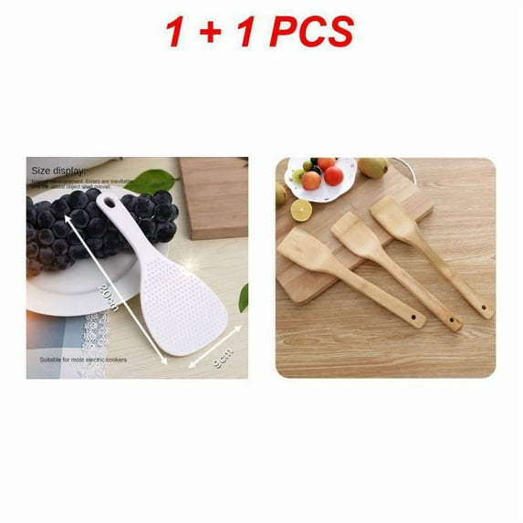 1Pc Bamboo Spatula Natural Bamboo Wood Kitchen Spatula Spoon Holder ...