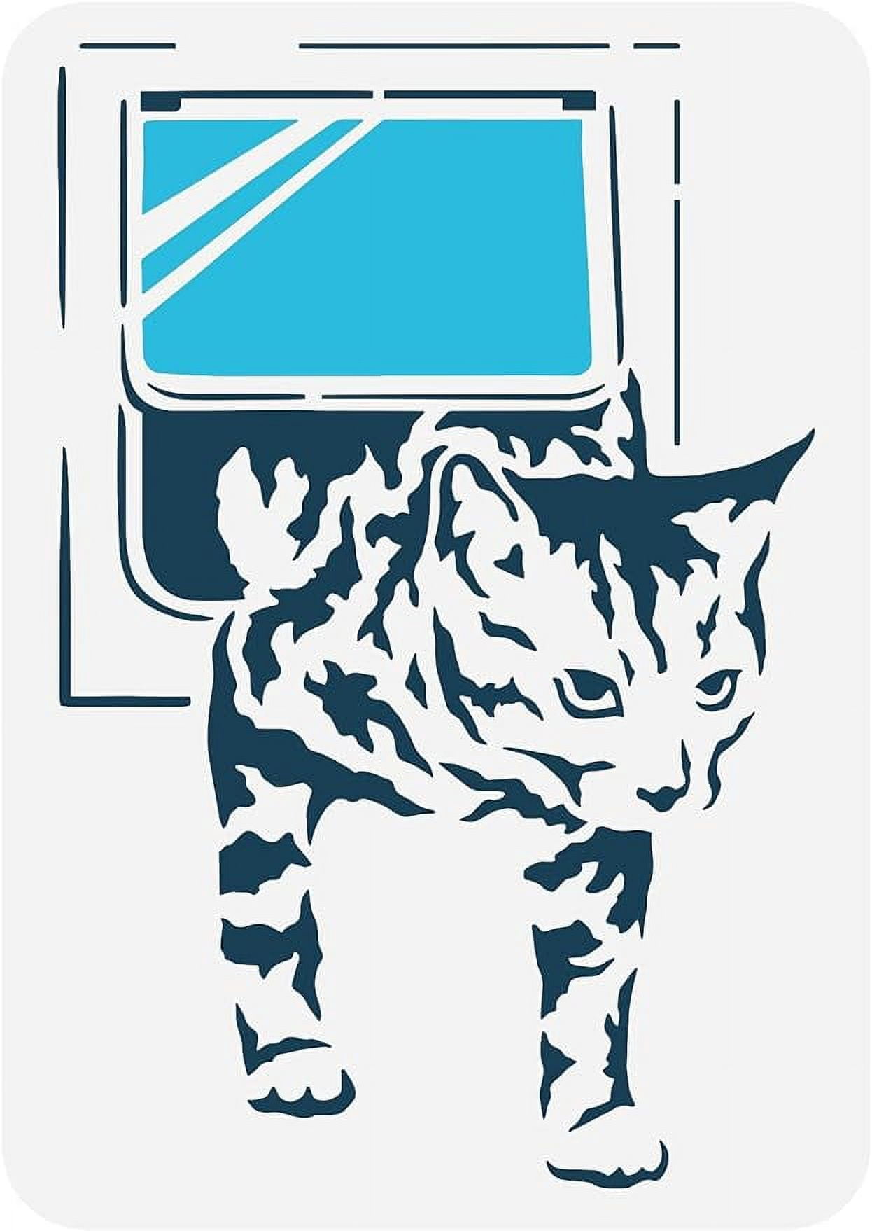 1Pc Banksy Cat Flat Painting Stencil Kitten Climbing The Window Stencil ...
